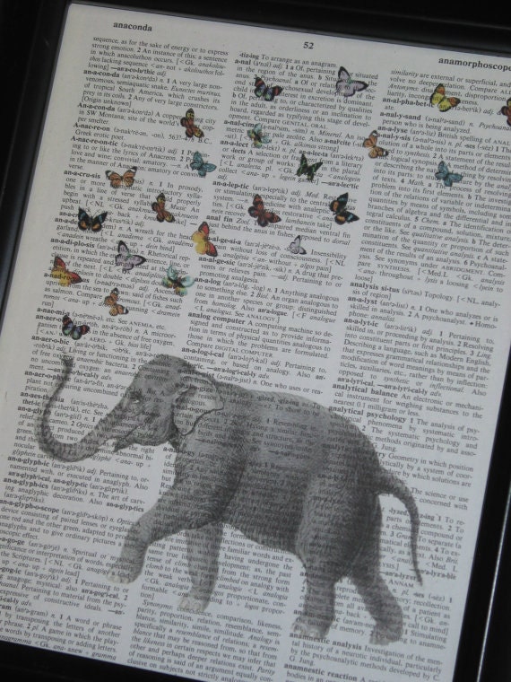 Baby Deer Dictionary Art Print Fawn and Butterflies Print | Etsy