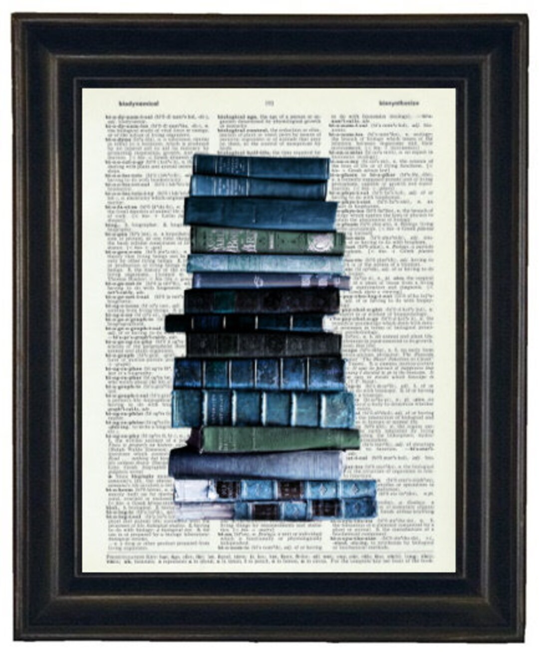 Book Print, Stack of Books Art, Library Art Print, Stack of Blue Books ...