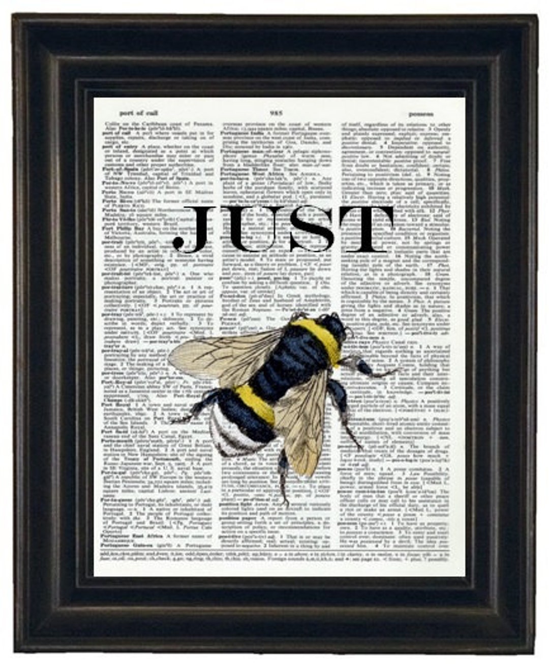 Bee Dictionary Art Book Page Print Upcycled Dictionary Art Just Bee on ...