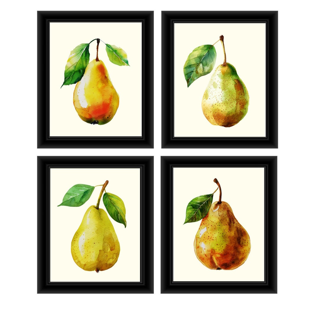 Pear Prints, Fruit Prints, Kitchen Art, Pear Art, Fruit Theme Prints - Etsy