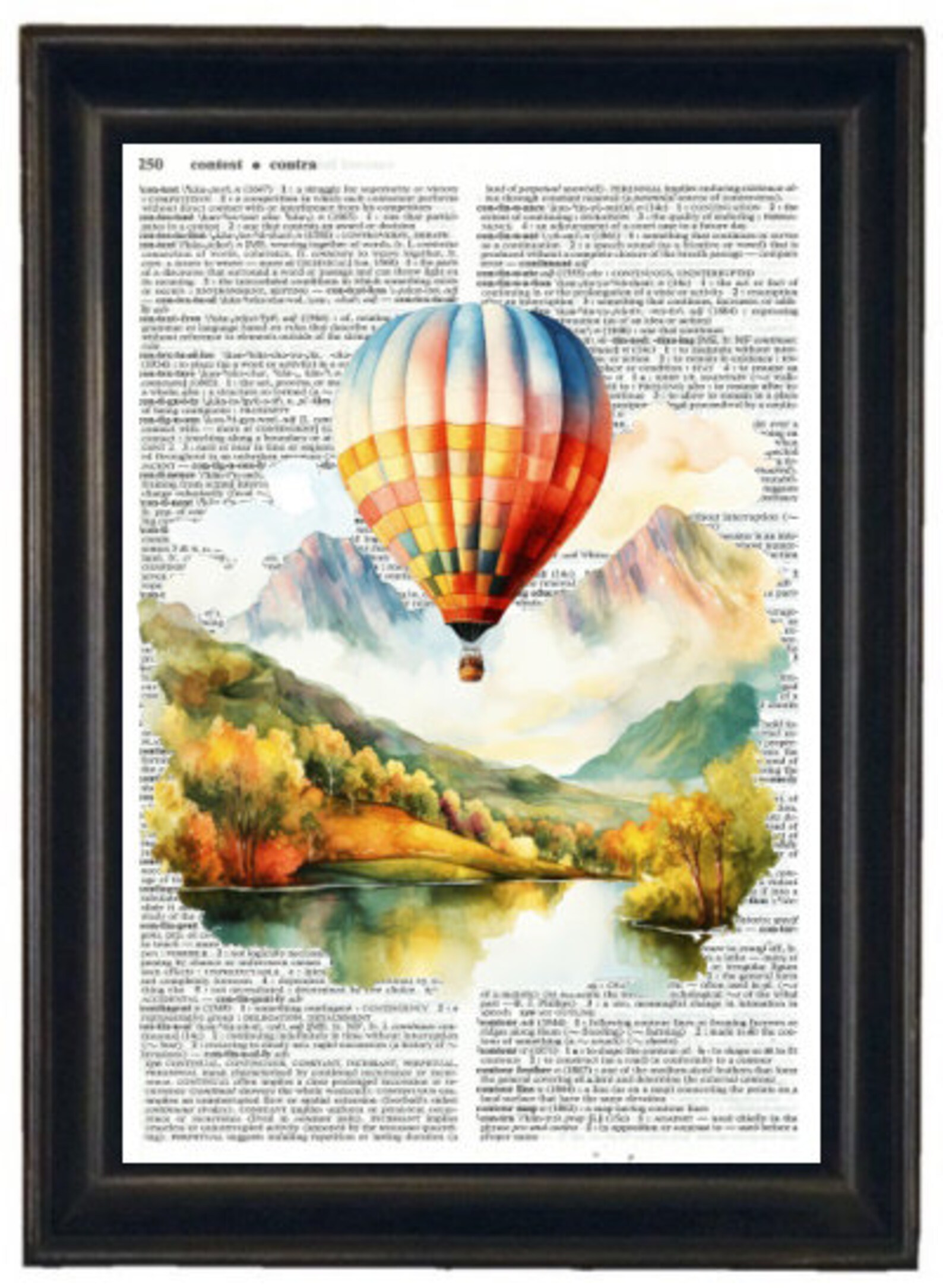 Dictionary Prints, Hot Air Balloon Prints, Landscape Prints, Set of 6 ...