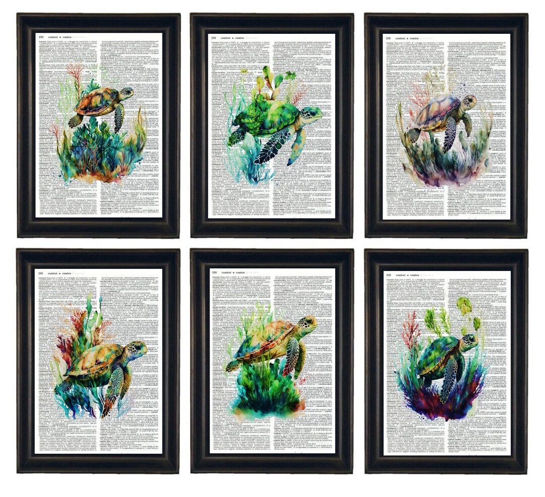 Dictionary Prints, Sea Turtle Prints, Ocean Prints, Sea Turtle Art ...