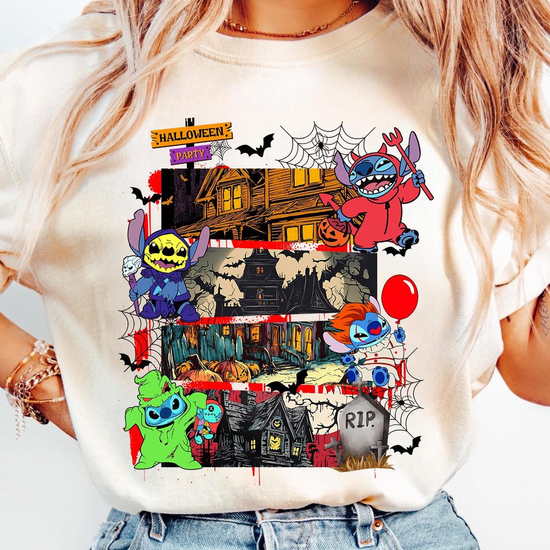 Stitch Halloween Party PNG, Cute Stitch Costumes, Spooky Haunted Houses ...