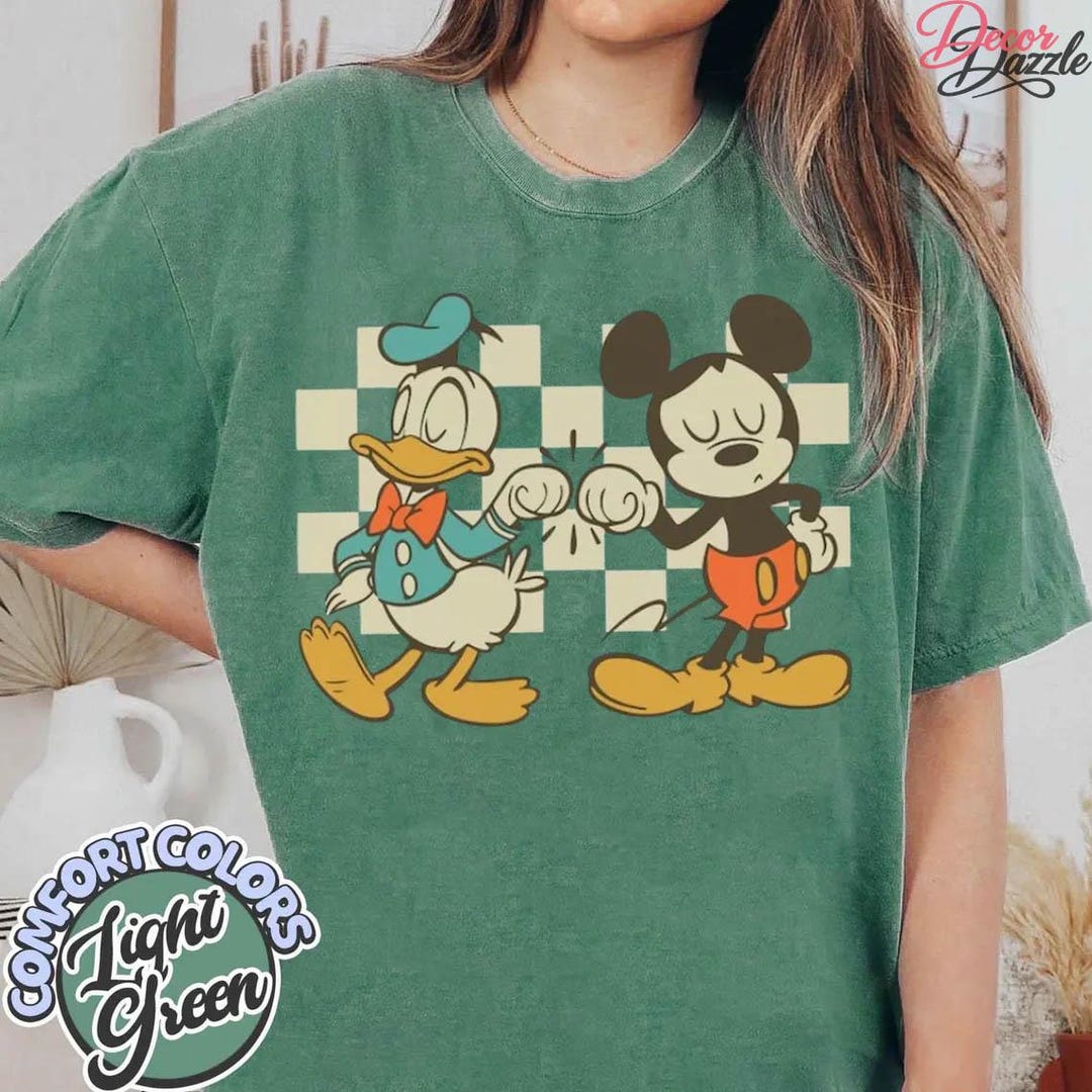 Vintage Checkered Mickey Donald Duck Shirt, Funny Mickey Donald Shirt ...