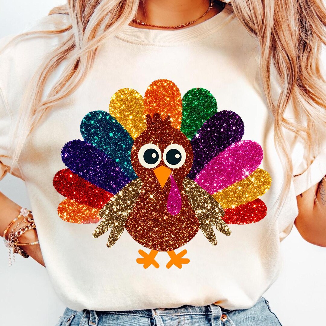 Turkey PNG Glitter Sparkle Sequin PNG Thanksgiving Sweatshirt ...