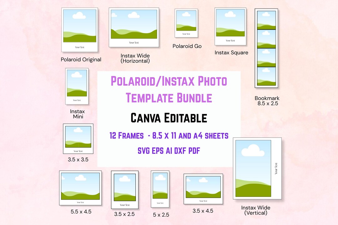 Polaroid Photo Template, Custom Polaroid Frame, Canva Editable Instax ...