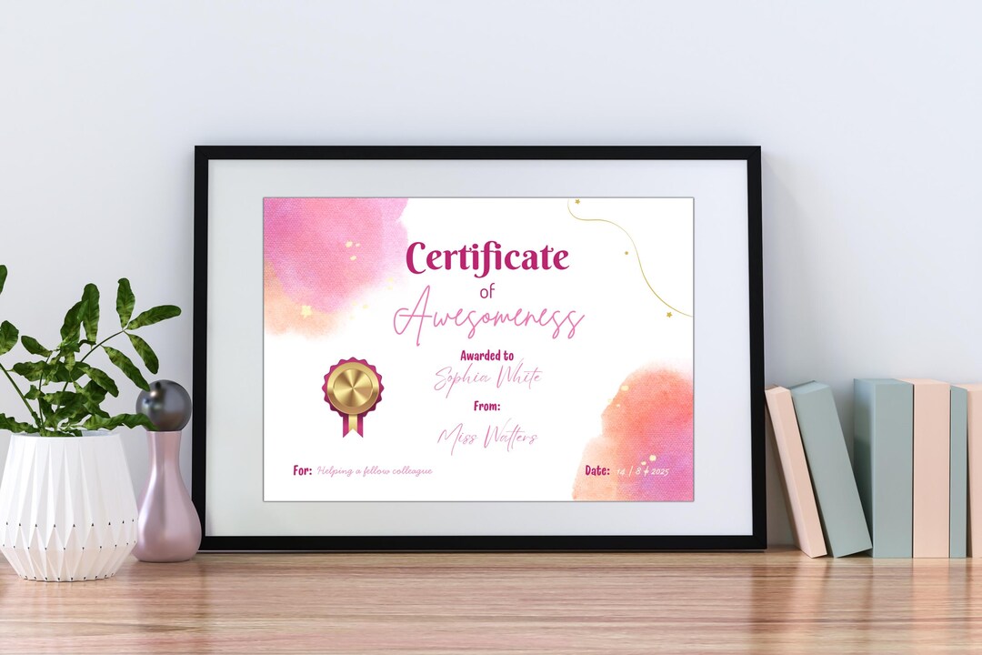 Certificate of Awesomeness Customizable Canva Template – Editable ...