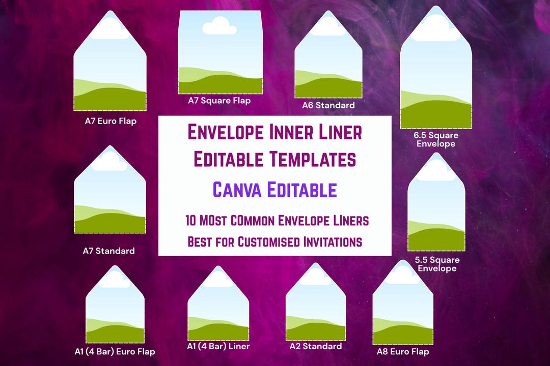 Customizable Envelope Liner Template - DIY - Canva Editable (digital ...
