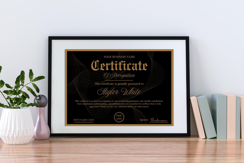 Certificate of Recognition Custom Template – Editable Canva Award ...