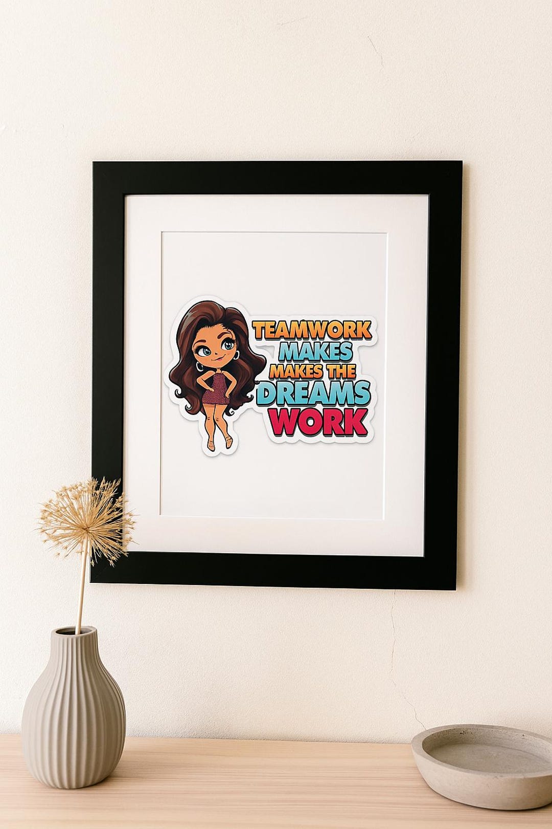 Teamwork Dreams Work Framed Poster, Inspirational Wall Art, Office ...
