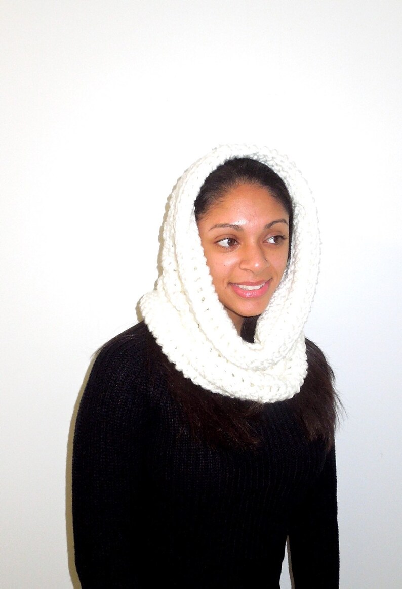 Au crochet cache-cou col écharpe à capuche blanc femme - Etsy France