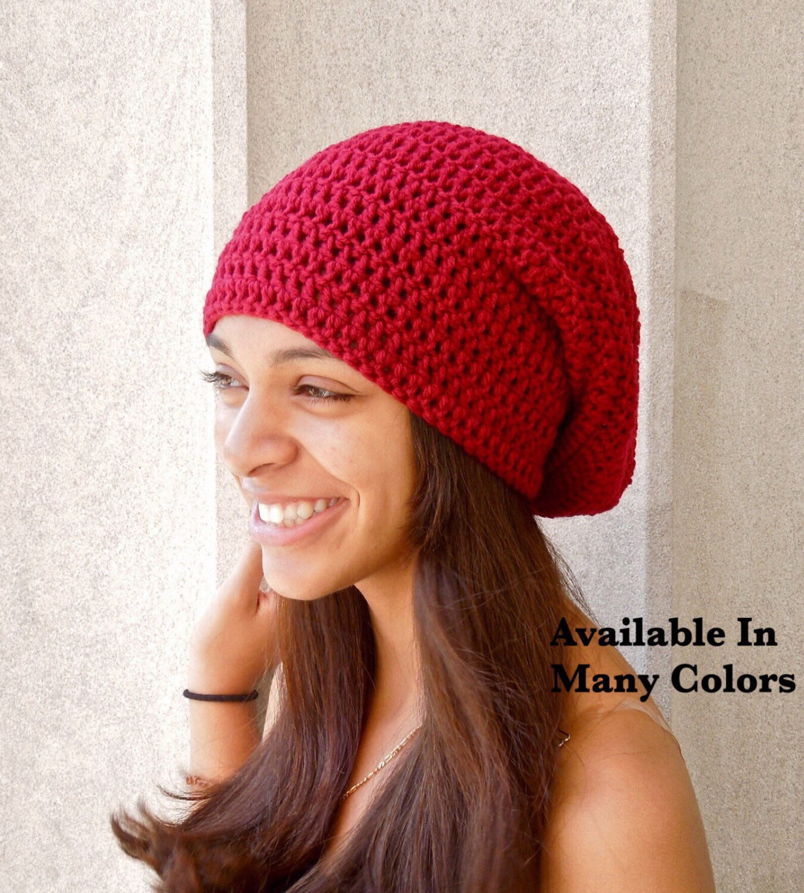 Slouchy Hat Crochet Women Teen Men Red Claret DK Cherry - Etsy