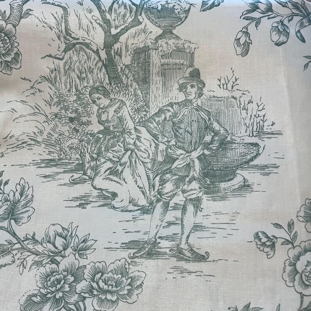 Vintage Toile Fabric 5 Yards 1987 Interior Fabric Design Sage Green ...