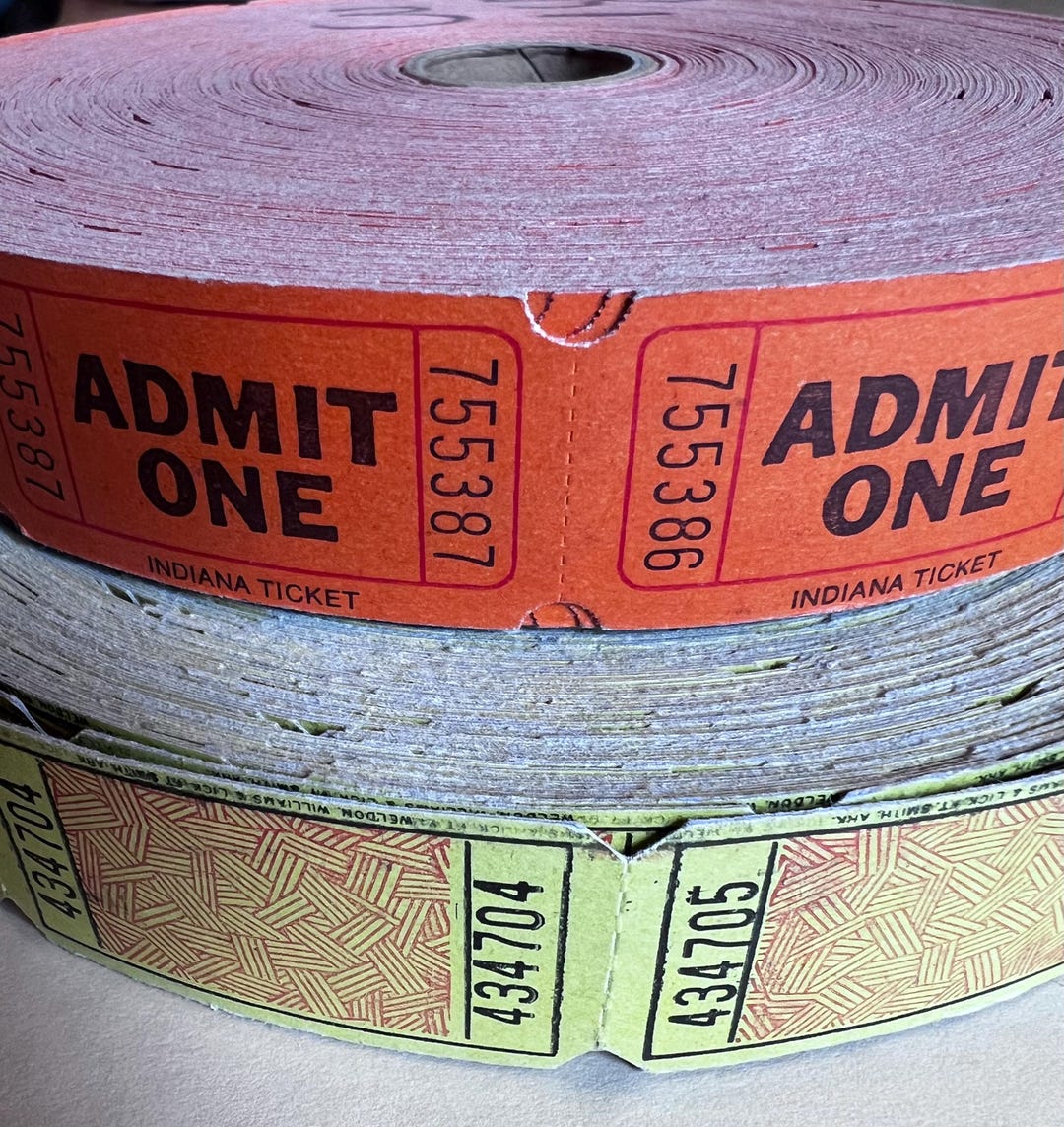 Vintage Paper Raffle Tickets From the Roll Sets of 40 With 20 of Each ...
