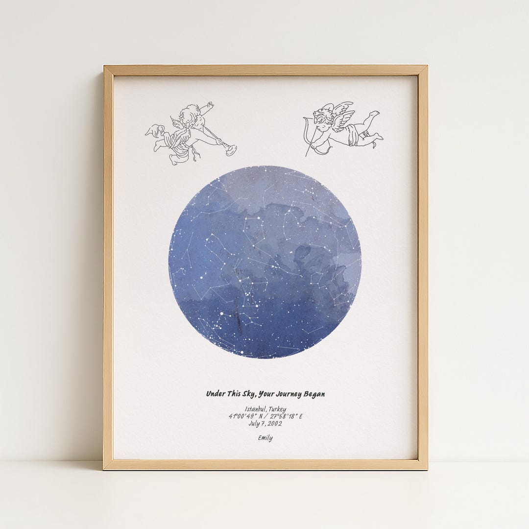 Custom Birthday Star Map | Personalised Night Sky Art, Birthday Star ...