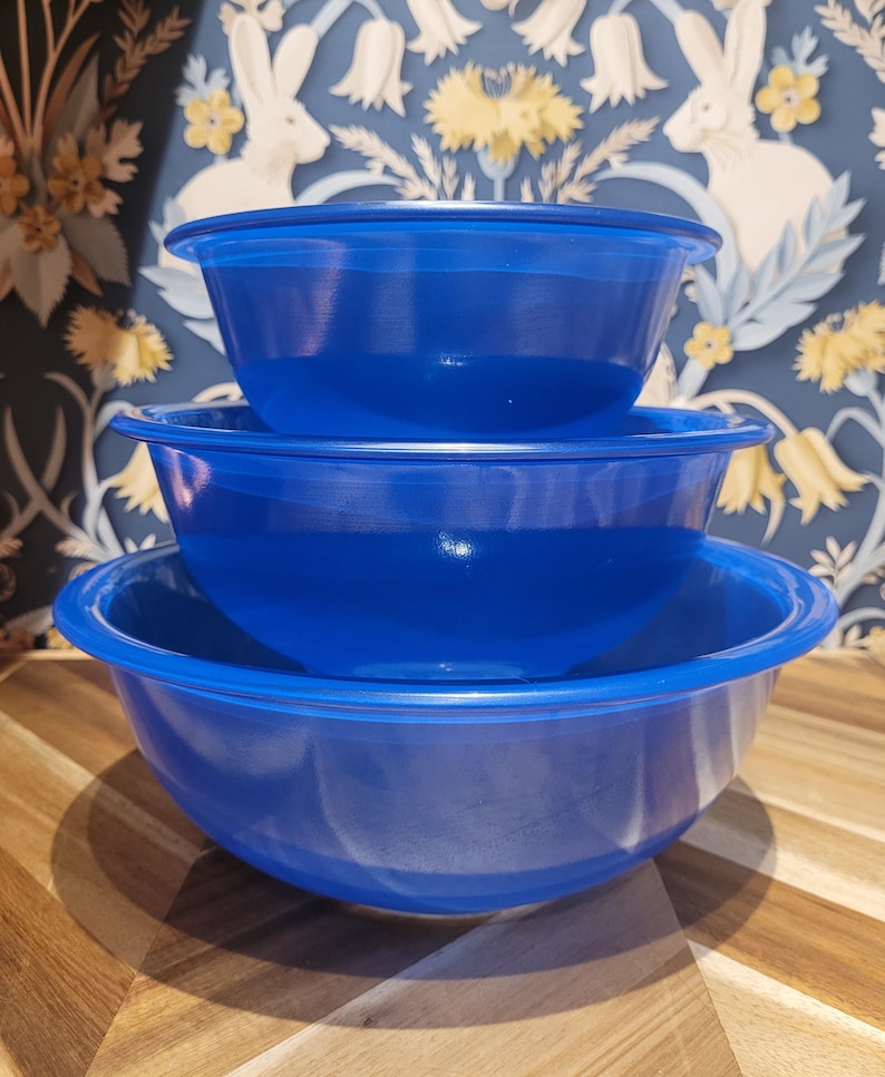 Vintage Pyrex Mixing Bowls 1980's - Cobalt Blue - Set of Three (3) - Etsy