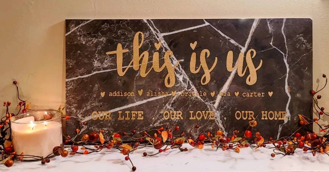 Custom Engraved Marble Wedding Family Sign - Etsy