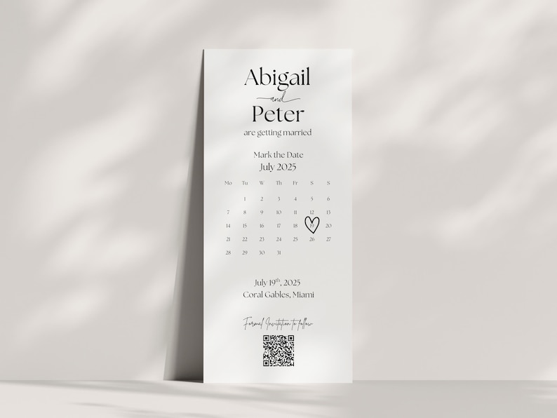 Photo Strip Save the Date Template, Minimalist Wedding Card (printable ...