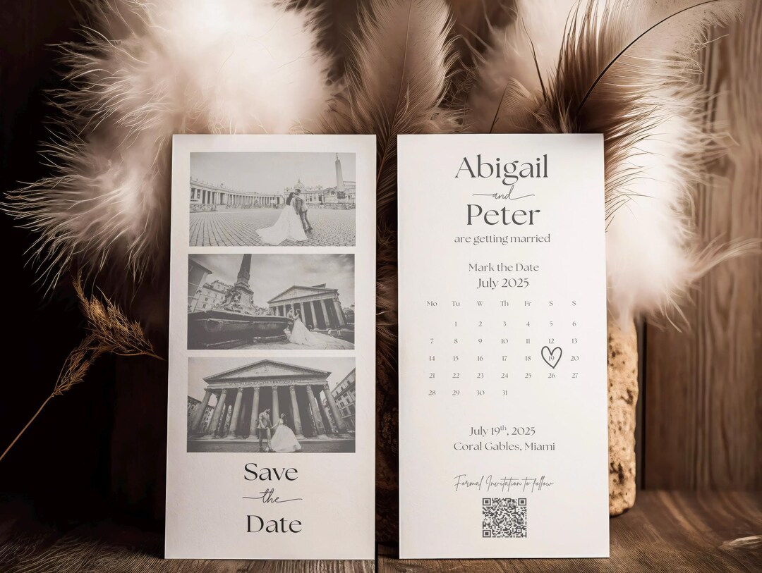 Photo Strip Save the Date Template, Minimalist Wedding Card (printable ...