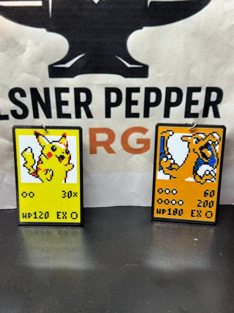 Pixel Art Pokémon Pikachu and Charizard Card Keychains - Etsy