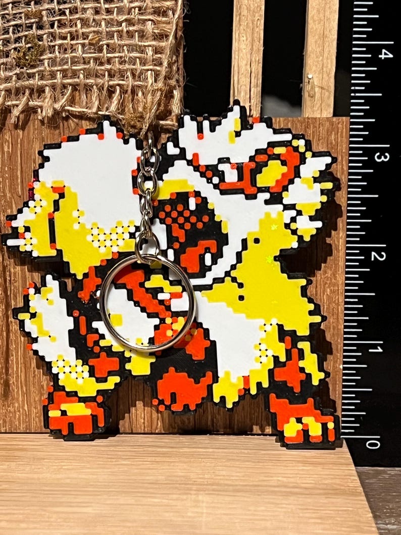Pixel Art Pokémon Keychain Growlithe and Arcanine - Etsy