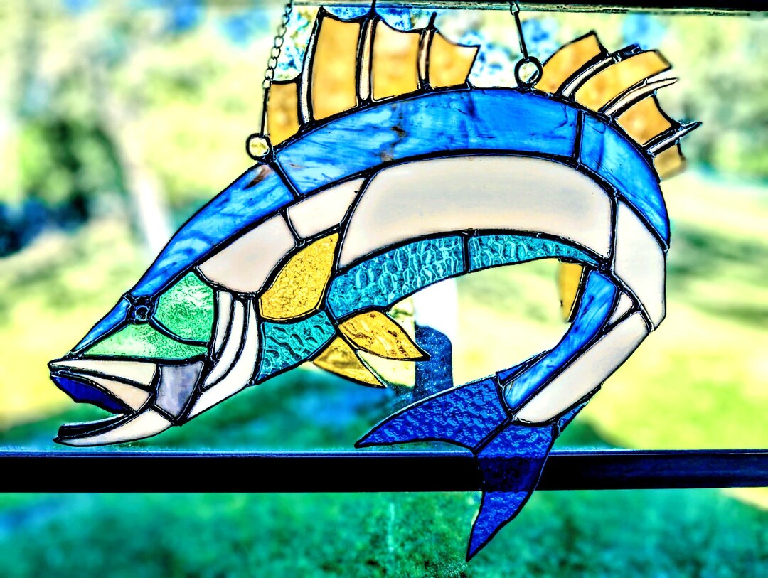 Handmade Stained Glass Snook, Art Deco, Large Fishing Home or Office ...
