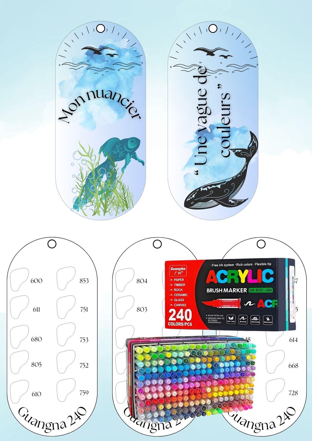 Guangna 240 Color Chart - Blank Digital PDF Format - Acrylic Marker ...
