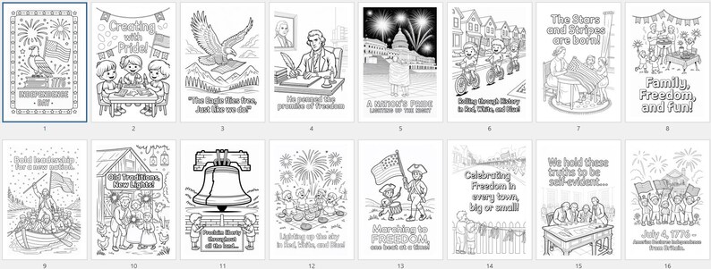 Independence Day Printable Coloring Pages Sheets Quotes History - Etsy