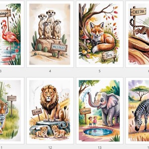 25 Zoo Animal Printable Posters | Pastel Watercolor Sheets Zoo ...