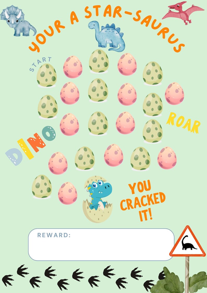 Dinosaur Reward Chart for Kids |printable Behaviour Tracker |instant ...