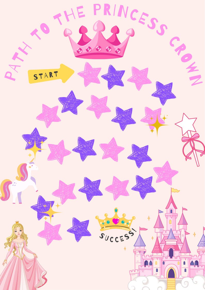 Princess Reward Chart | Printable Behaviour Chart for Kids | Instant ...