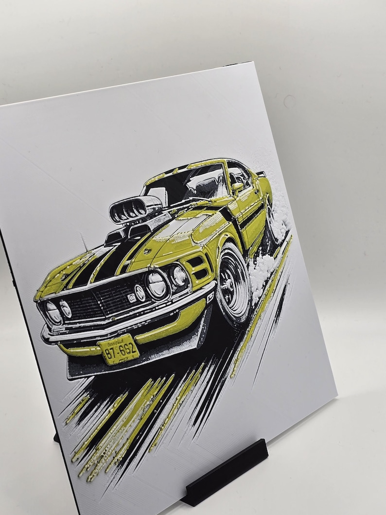 Ford Mustang Muscle Car 3d Printed Wall Art, Hueforge, Mural ...