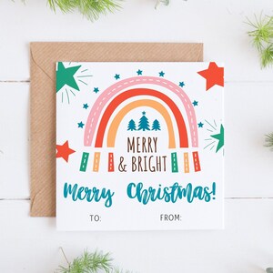 Editable Christmas Gift Tag Printable Holiday Rainbow Favor - Etsy