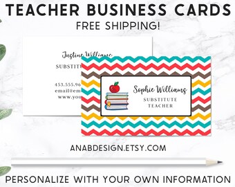 Substitute Teacher Business Card - Etsy