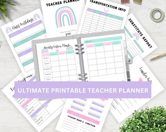 Printable Teacher Planner Rainbow Theme, Ultimate Teacher Binder, Back ...