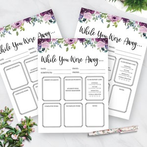 Substitute Teacher Note, While You Were Away, Printable Back to School ...