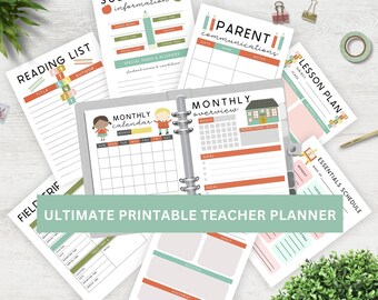 Printable Teacher Planner Rainbow Theme, Ultimate Teacher Binder, Back ...