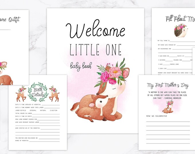 Printable Baby Book, Baby Book Pages, Baby First Year, Baby Memory Book ...