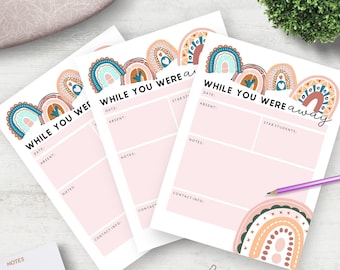 Printable Substitute Teacher While You Were Away Note, Pastel Rainbow ...