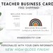 Substitute Teacher Business Cards, Back to School Teacher Contact Cards ...