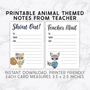 Printable Classroom Notes From Teacher, Animal Teacher Mail, Woodland ...