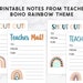 Printable Notes From Teacher Cards Boho Rainbow Reward Cards - Etsy