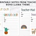 Printable Notes From Teacher Cards, Boho Llama Reward Cards, Rainbow ...