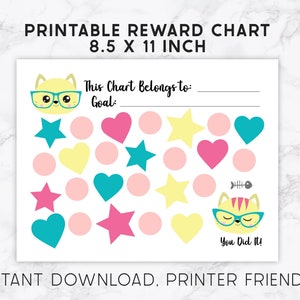 Printable Cat Theme Reward Chart, Cute Neon Cats, Girls Reward Chart ...
