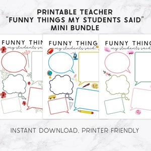 Printable Teacher Funny Things My Students Said Mini Bundle, Easy ...