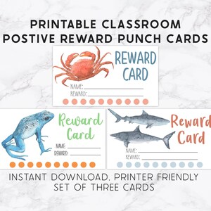 Printable Classroom Reward Punch Cards Ocean Life Positive - Etsy