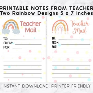 Printable Notes From Teachers Rainbow Reward Cards Rainbow - Etsy