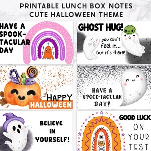 Printable Lunchbox Notes, Halloween School Notes for Kids, Halloween ...