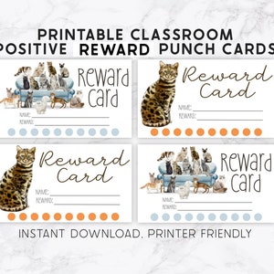 Printable Classroom Reward Punch Cards Set of 2 Cat Theme - Etsy