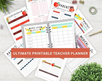 Printable Teacher Planner Rainbow Theme, Ultimate Teacher Binder, Back ...